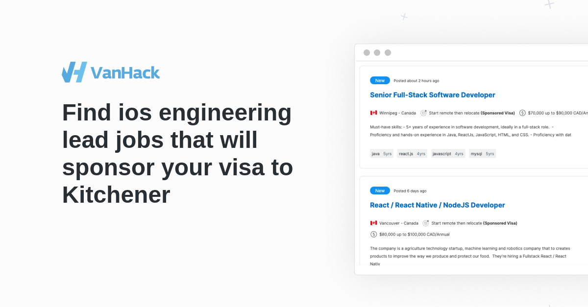 Ios engineering lead jobs in Kitchener - VanHack